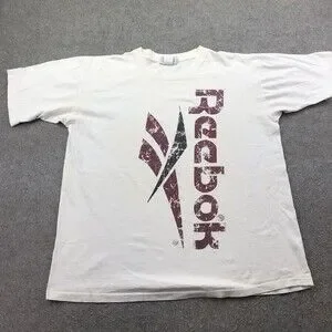 Reebok | Tops | Vintage Reebok Shirt Mens Xl White Big Vertical Vector ...